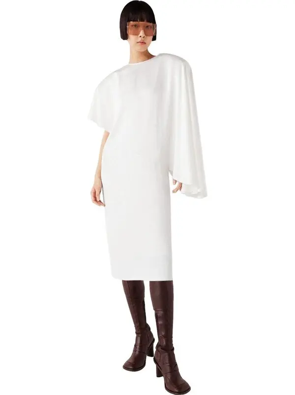 Stella McCartney Asymmetric Draped Midi Dress - White