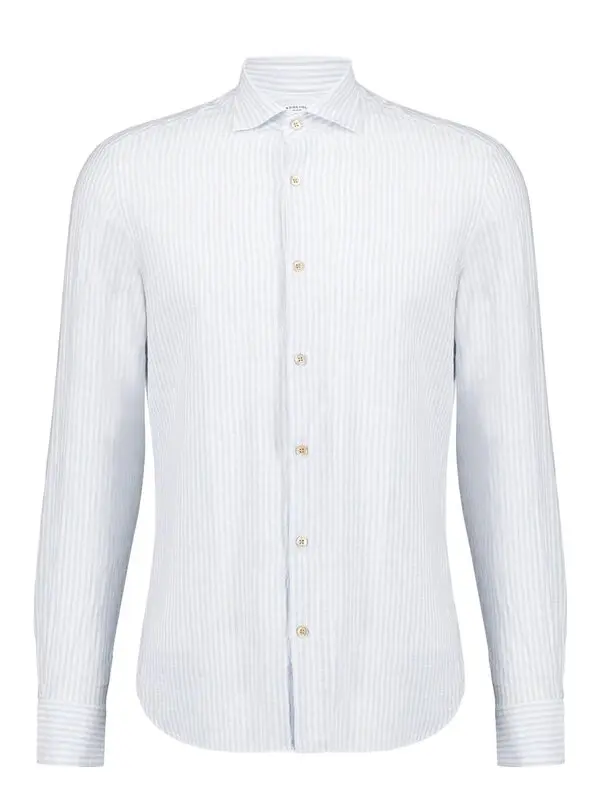 Boglioli Light Blue Striped Cotton-linen Shirt - White
