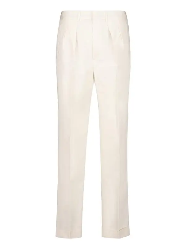 TOM FORD Poplin Double-pleat Fluid Cotton And Silk Chinos - White
