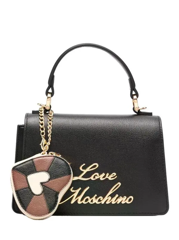 Moschino Logo Charm Top Handle Tote - Black