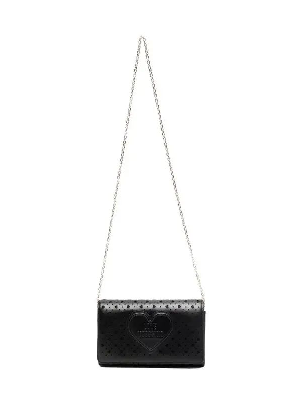 Moschino Heart-perforated Chain Cross Body Bag - Black