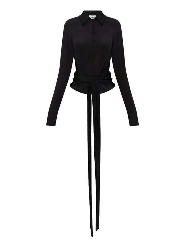 GANNI Tie-detail Blouse - Black