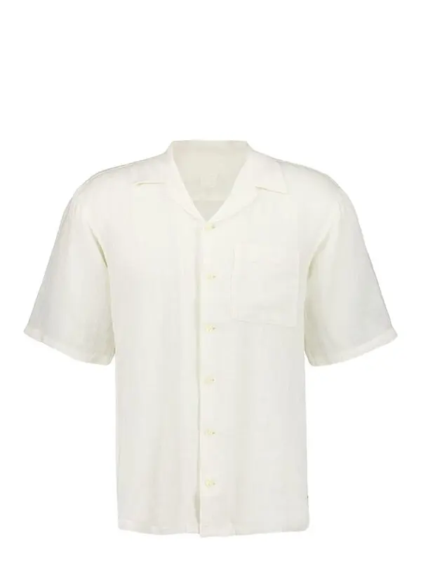 120% Lino Short-sleeve Relaxed Fit Linen Shirt - White