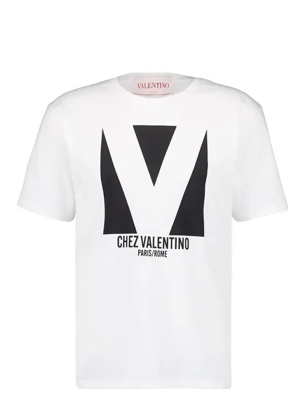 Valentino Garavani Ivory Cotton T-shirt With Chez Print - White