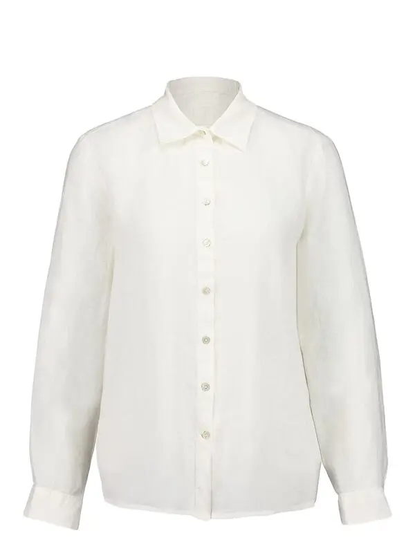 120% Lino Linen Long Sleeve Button-up Shirt - White