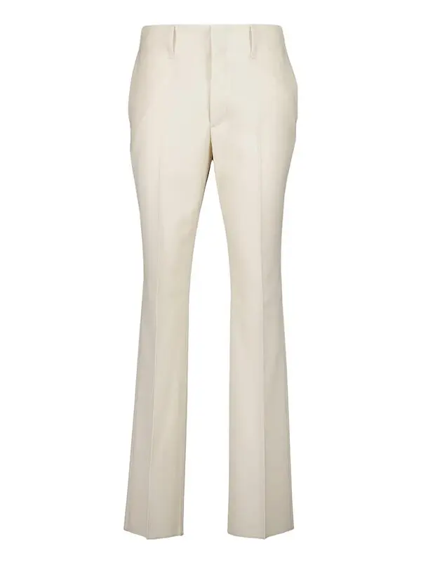 Fendi Wool Gabardine Straight-leg Trousers - White