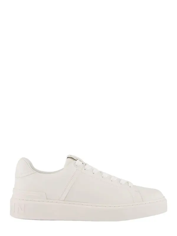 Balmain Calfskin B-court Sneakers - White
