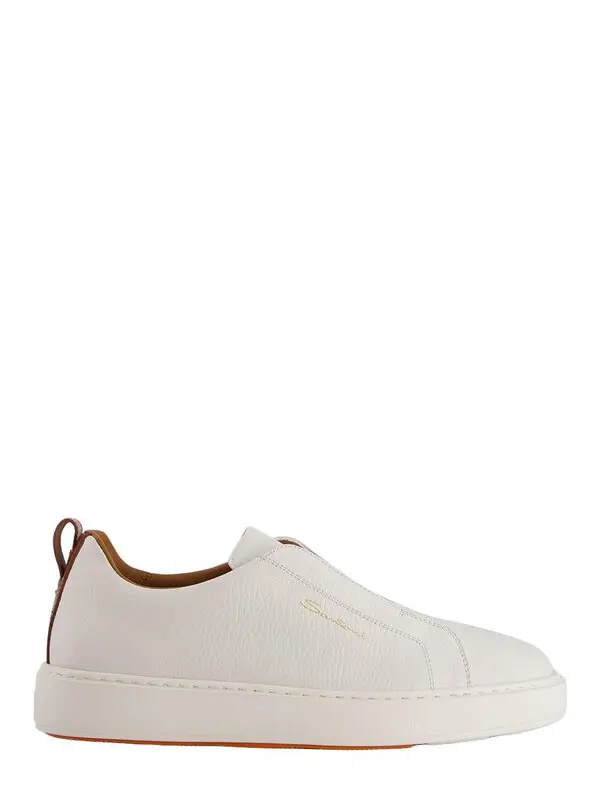 Santoni Leather Slip-on Sneakers - White
