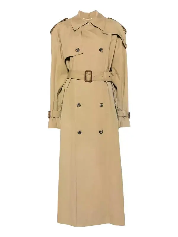 Saint Laurent Button Belted Coat - Neutrals