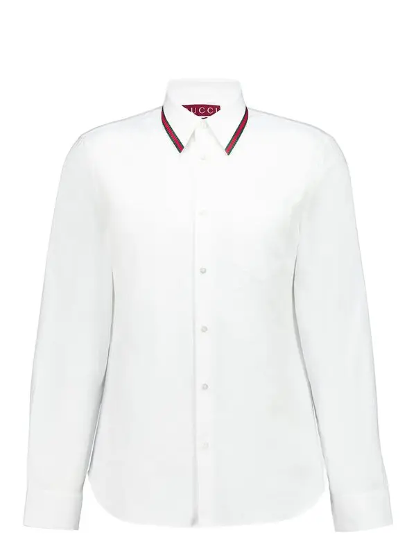 Gucci Oxford Shirt With Web Collar - White