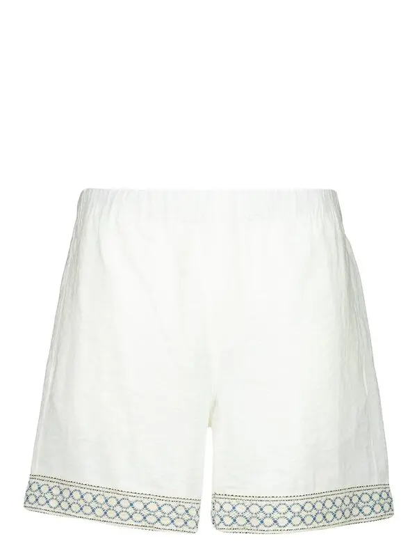 Commas Braided Shorts With Crochet Trim - White