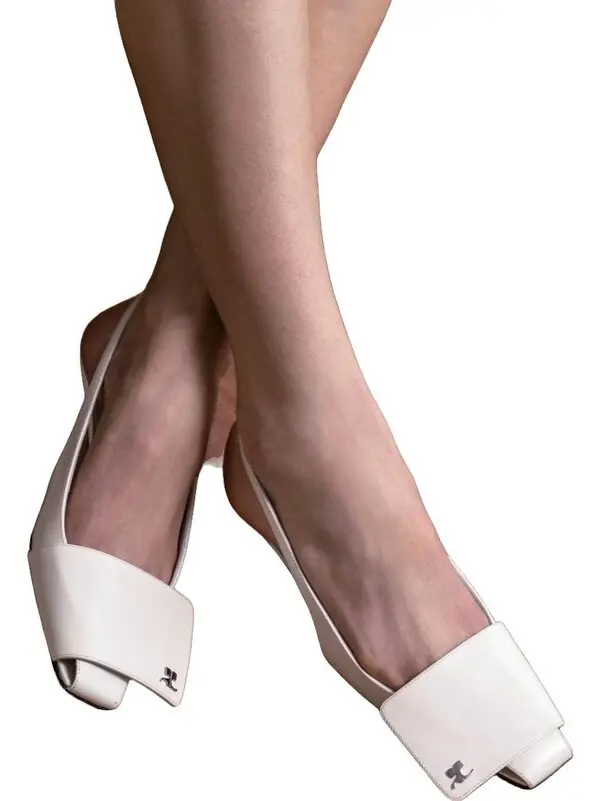 COURREGES Heritage Fold Iced Slingbacks - White