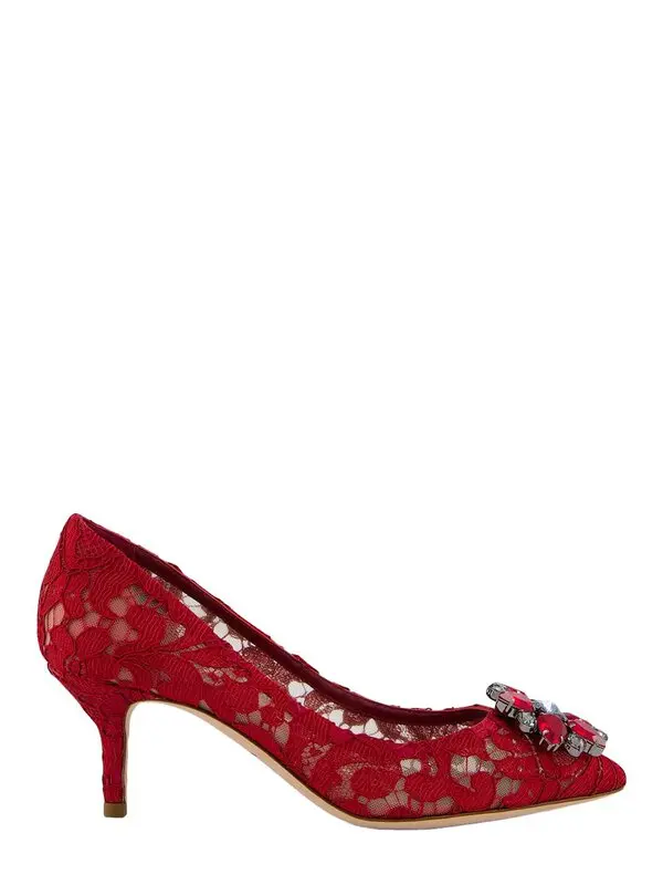 Dolce & Gabbana Lace Bellucci Pumps With Crystal Detail - Red