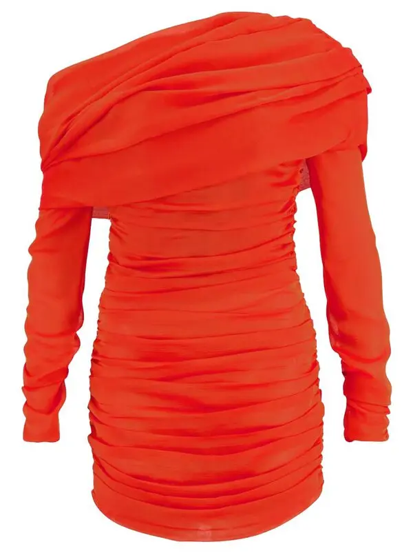 Saint Laurent Silk Muslin One-shoulder Mini Dress - Red