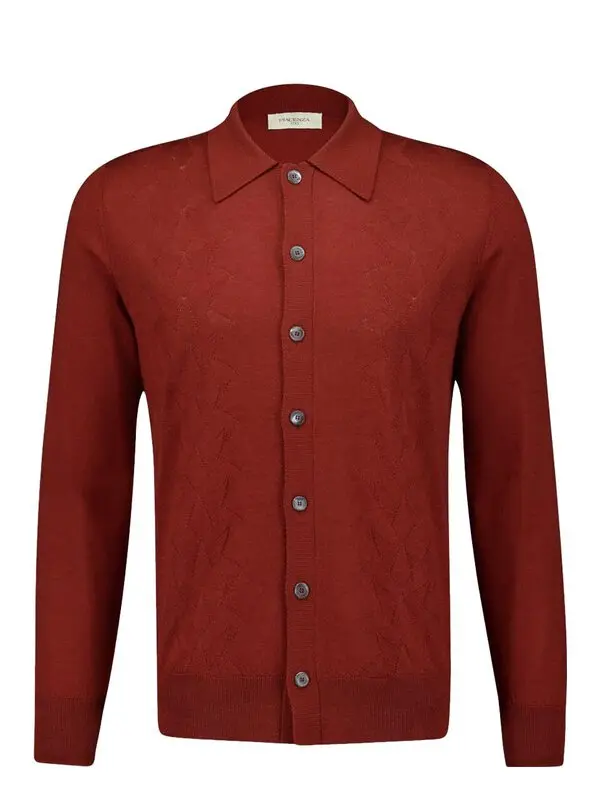 PIACENZA CASHMERE 1733 Merino Wool Silk Button-up Shirt - Red