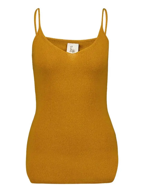 PAULA Kali Spaghetti Strap Cashmere Top - Yellow