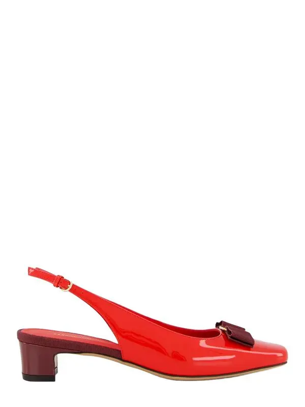 FERRAGAMO Flame Patent Vara Bow Slingback - Red