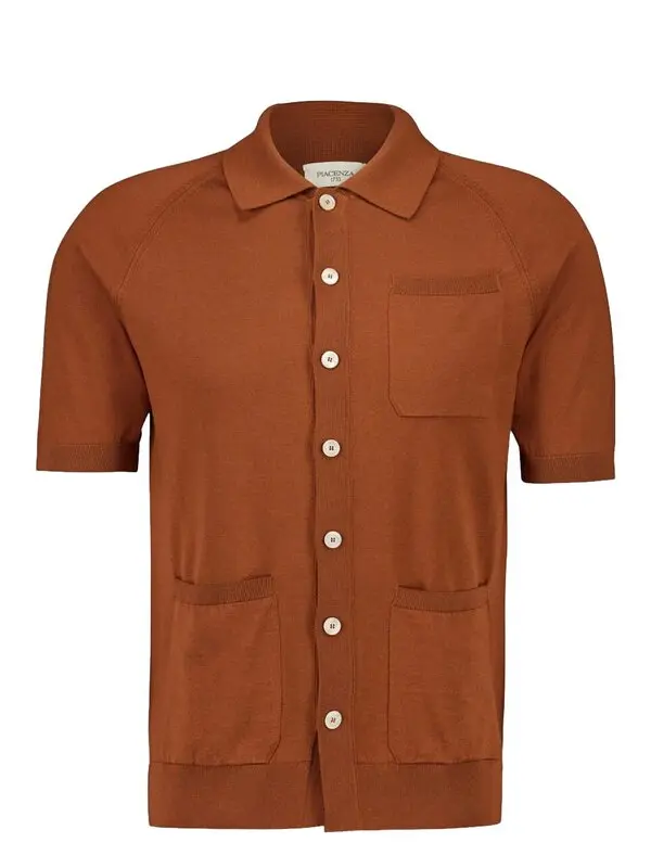 PIACENZA CASHMERE 1733 Brick Short-sleeve Button-up Shirt - Red