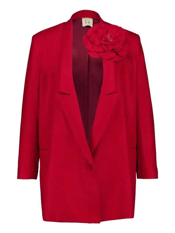 PAULA Frida Dahlia Deconstructed Twill Blazer - Red