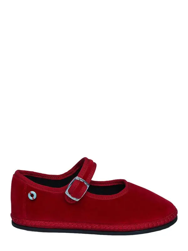 PIEDATERRE Mary Jane Bambino In Refosco Velvet - Red