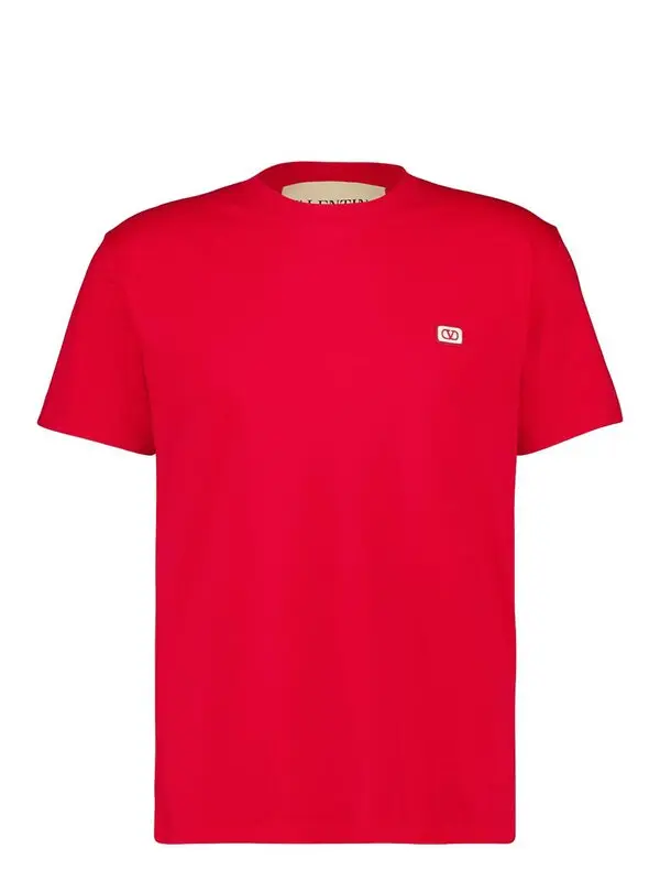 Valentino Garavani Cotton Jersey T-shirt With Vlogo Patch - Red