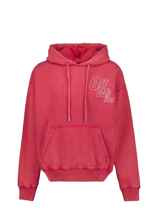 Off-White Outline Arrow Graphic Hooded Sweatshirt - Red
