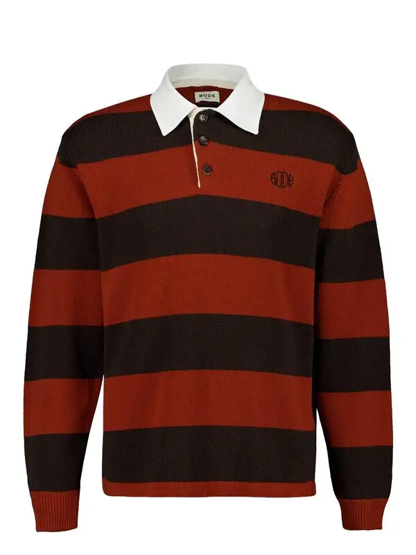BODE Brown And Pine Stripe Polo - Red