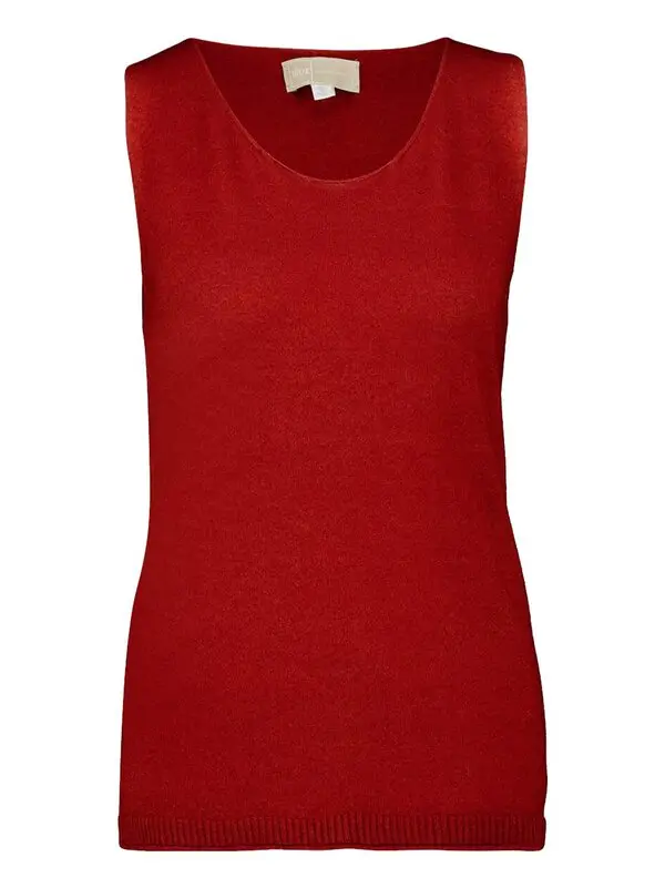 120% Lino Sleeveless Wool Top - Red