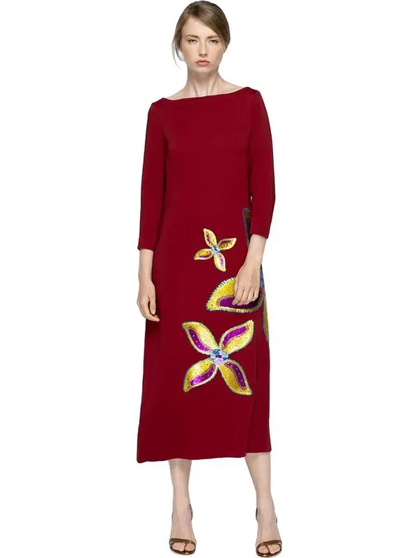 PAULA Bellona Dahlia Sequin Long Dress - Red
