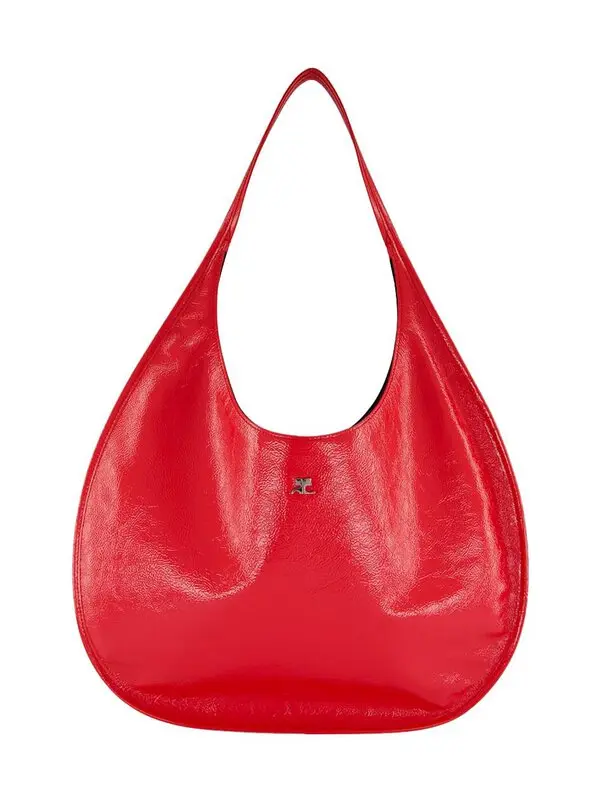 COURREGES Naplack Leather Holy Shoulder Bag - Red