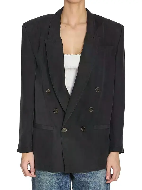 Saint Laurent Double-breasted Peak-lapel Blazer - Black