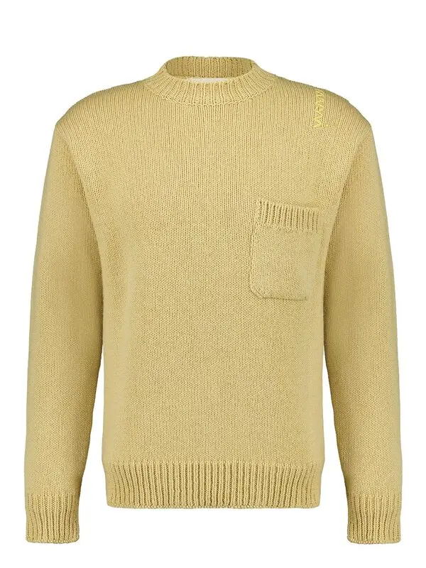Marni Virgin Wool Sweater With Pocket - Yellow