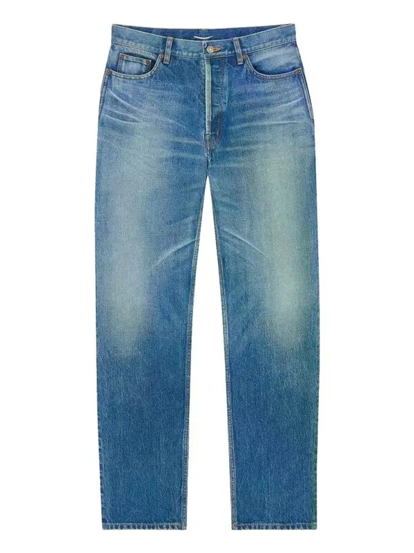 Saint Laurent Buttoned Cotton Jeans - Blue