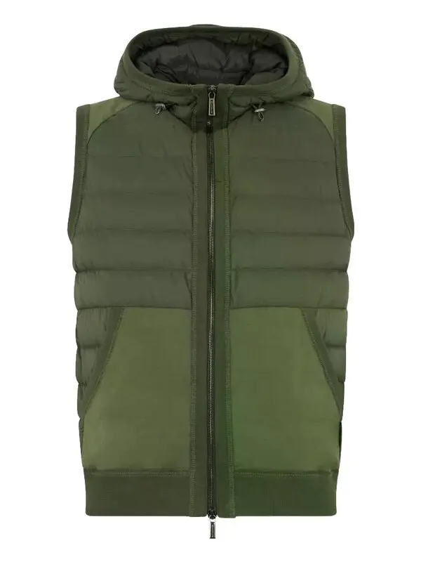 MOORER Hooded Zip Vest - Green