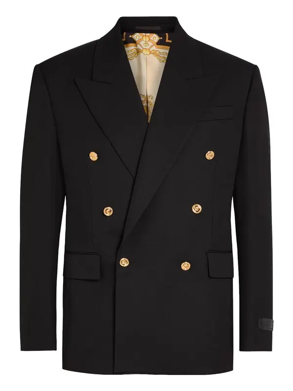 Versace Wool Double-breasted Blazer - Black