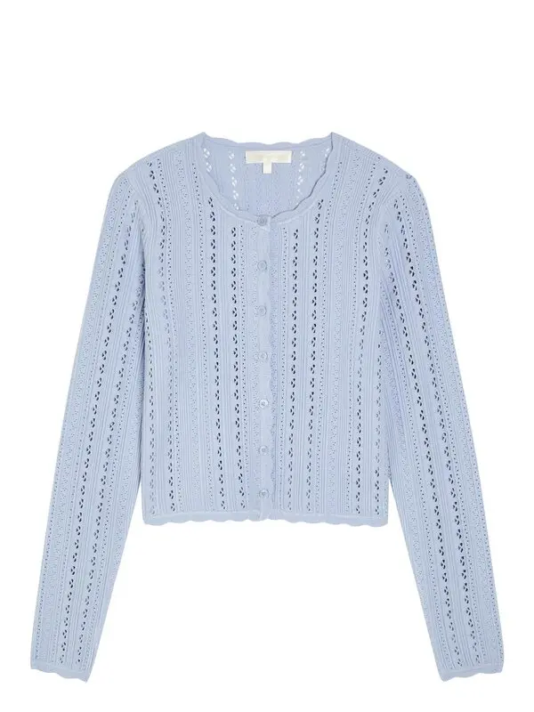 LoveShackFancy Cropped Pointelle-knit Cardigan - Light Purple