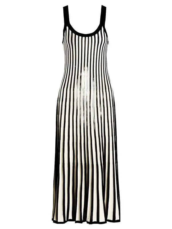 Zimmermann Striped Cotton-blend Midi Dress - Black