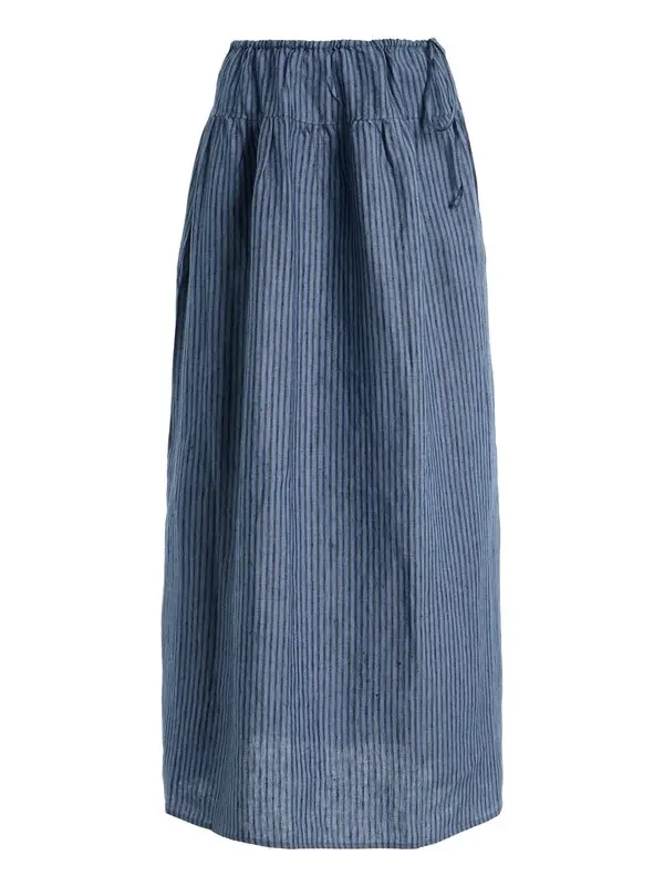 DEIJI STUDIOS Striped Linen Maxi Skirt - Blue