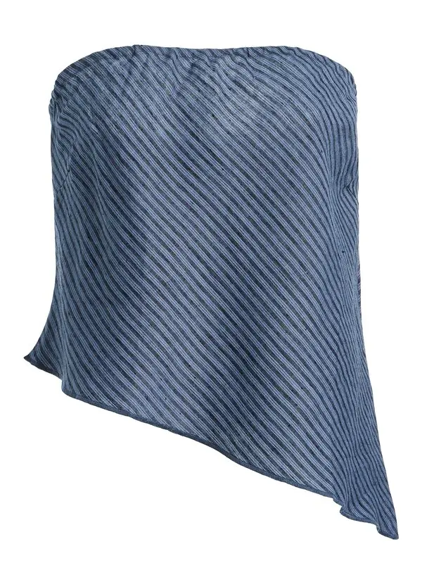 DEIJI STUDIOS Striped Linen Top - Blue