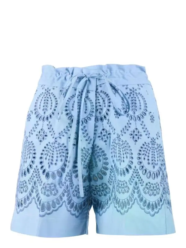 P.a.r.o.s.h Floral-embroidered Shorts - Blue