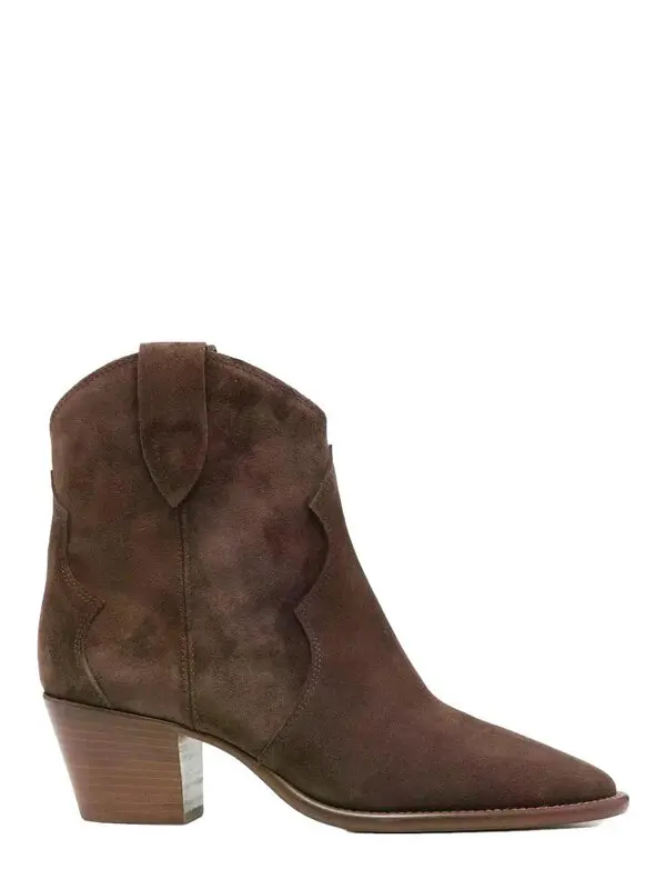 ANNA F. Pointed-toe Suede Boots - Brown