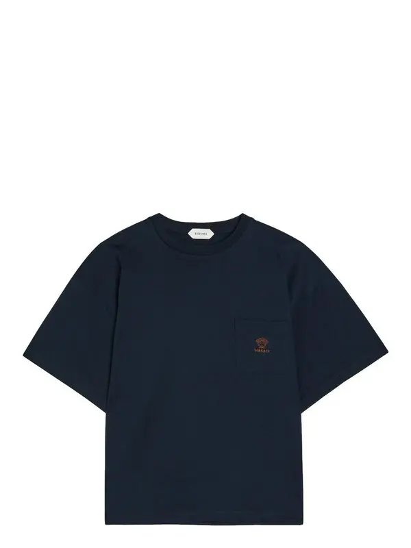 Versace Logo-embroidered Cotton T-shirt - Navy