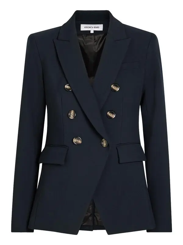 Veronica Beard Miller Dickey Horn Crepe Blazer - Navy