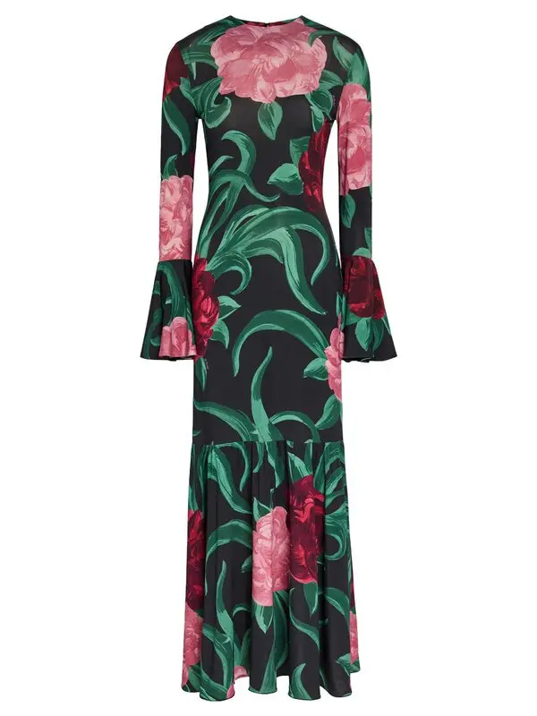 La DoubleJ Alba Floral-print Maxi Dress - Black