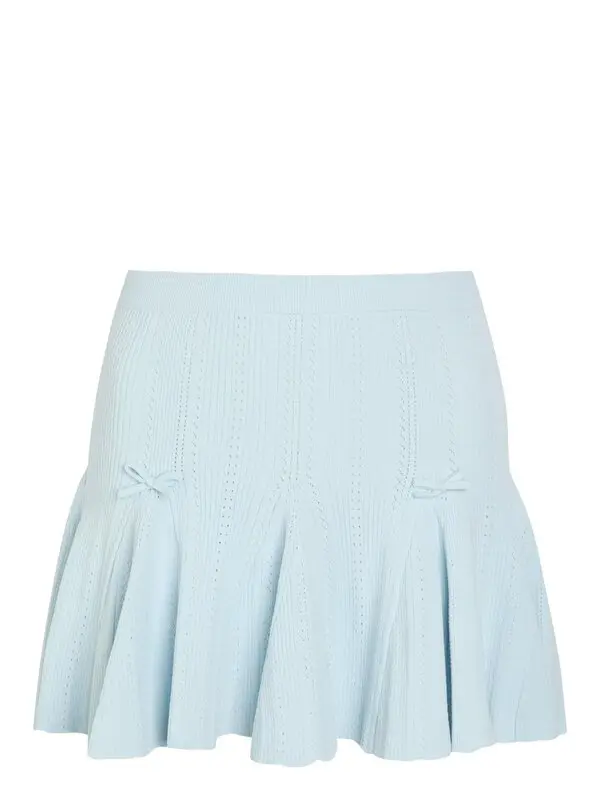 LoveShackFancy Pointelle-knit Mini Skirt - Light Blue
