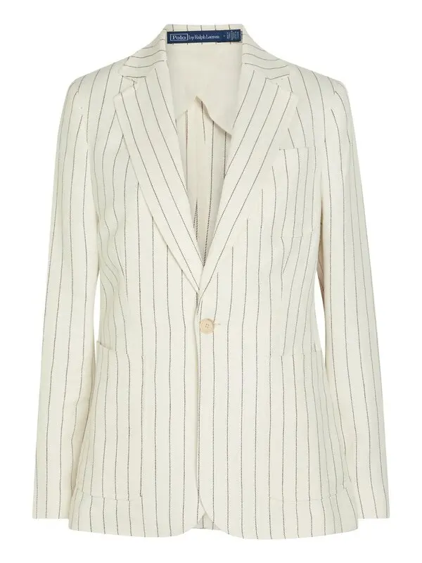 Polo Ralph Lauren Pinstriped Hemp Blazer - Cream