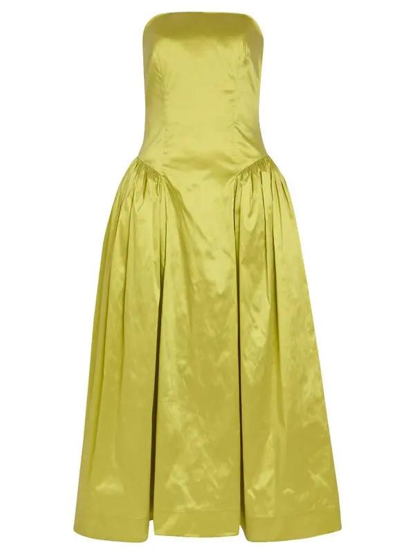 Simone Rocha Strapless Taffeta Midi Dress - Green