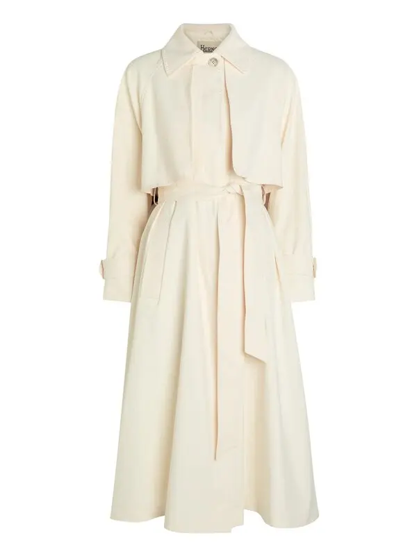 Herno Belted Woven Trench Coat - Off White