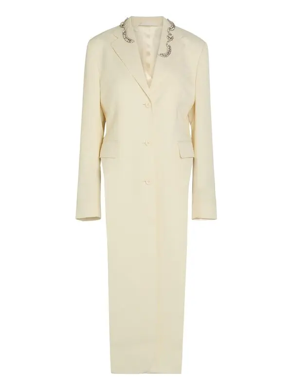 Simone Rocha Crystal-embellished Woven Tailcoat - Cream