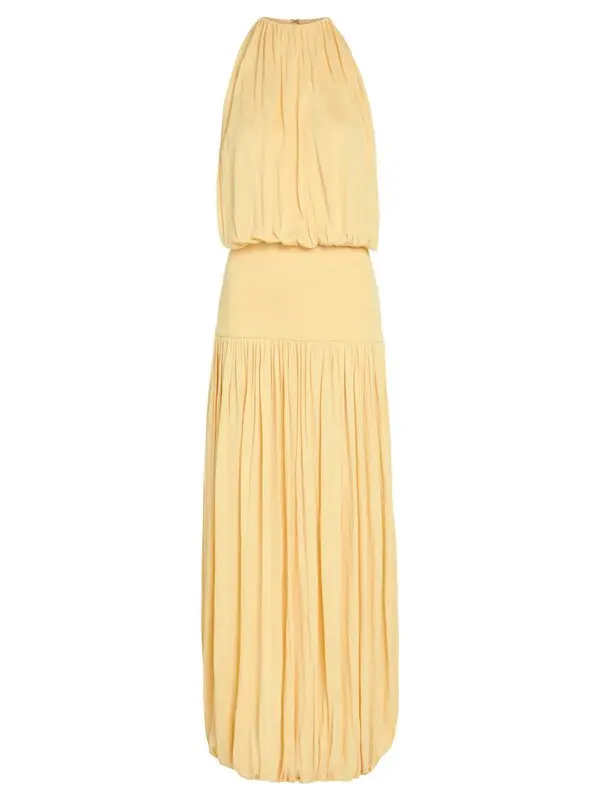 TOTEME Gathered Jersey Maxi Dress - Gold